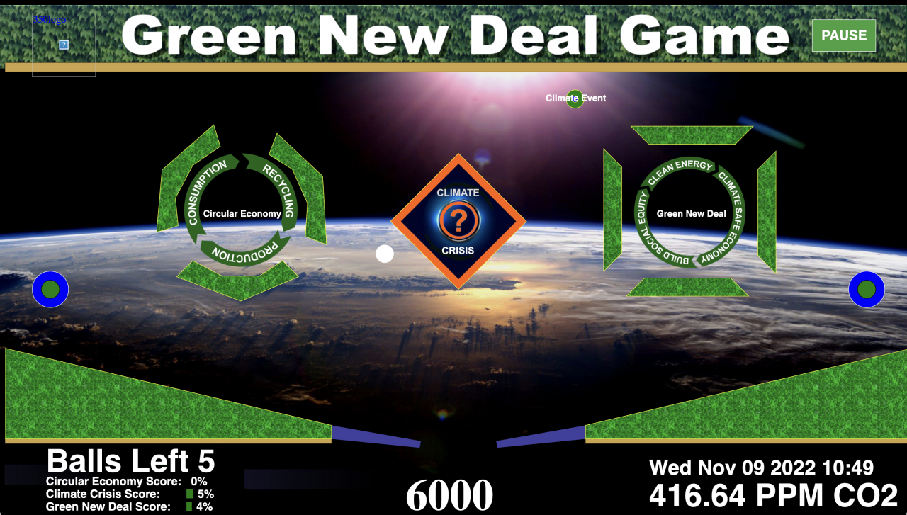 Green New Deal Pinball Game - 350 Marin