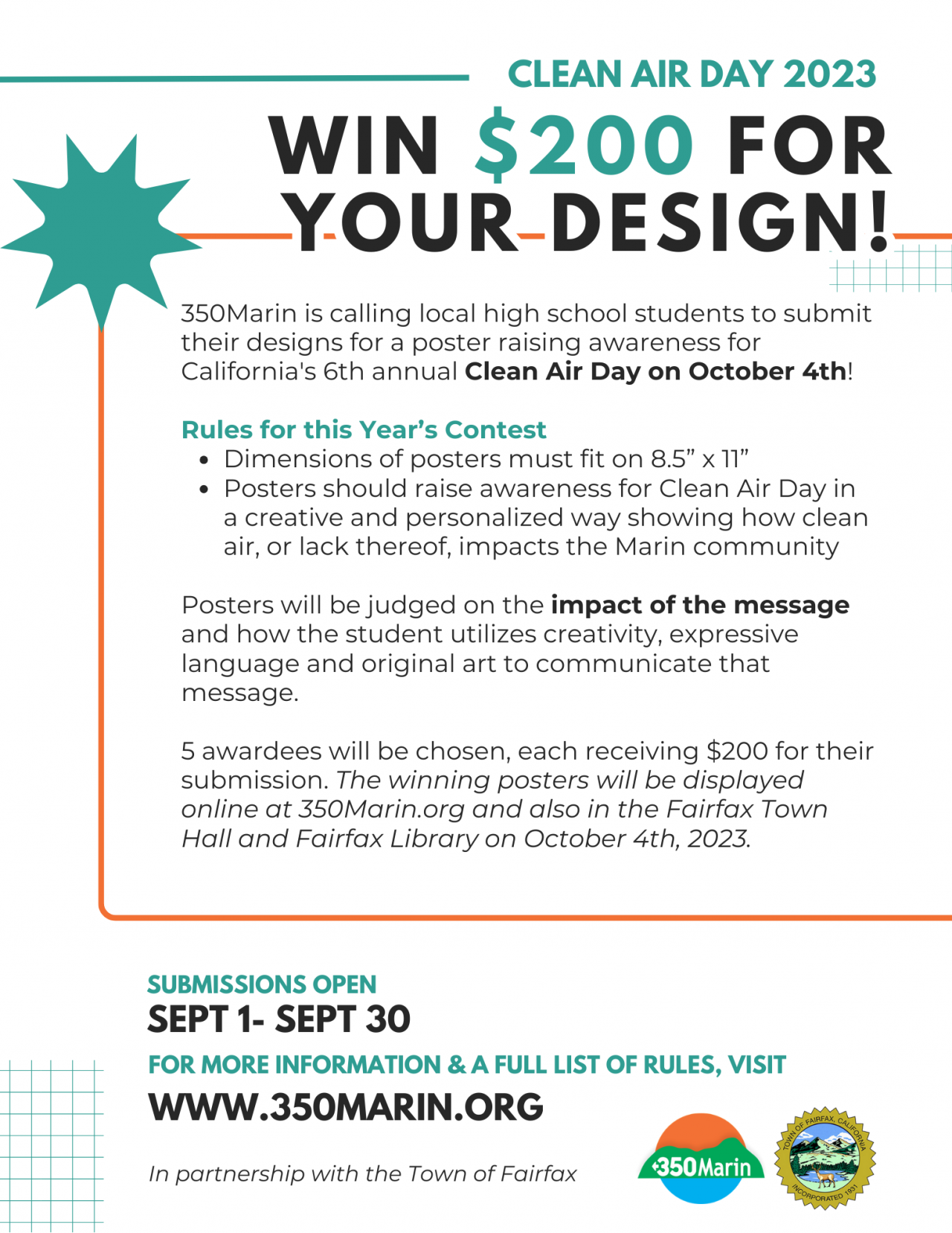 Marin High School Poster Contest for Clean Air Day - 350 Marin